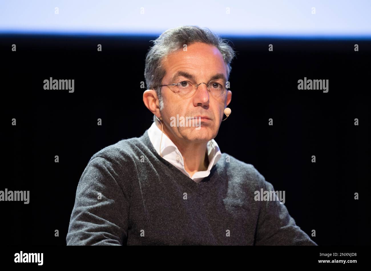 Cologne, Germany. 01st Mar, 2023. Iranian author Navid Kermani sits on ...