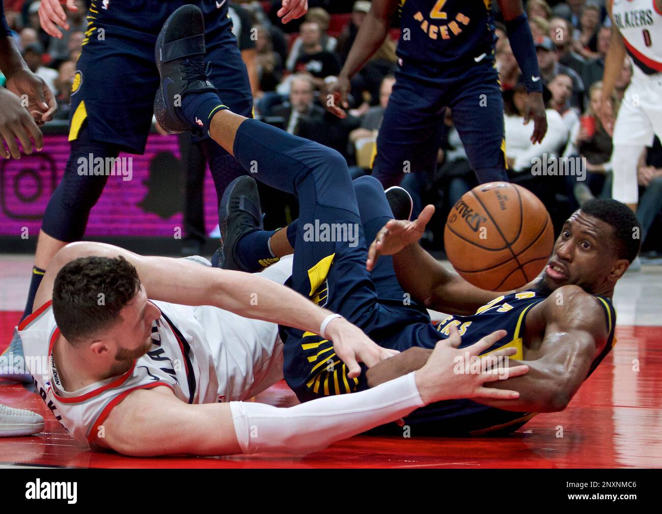 Indiana Pacers forward Thaddeus Young, right, and Portland Trail ...