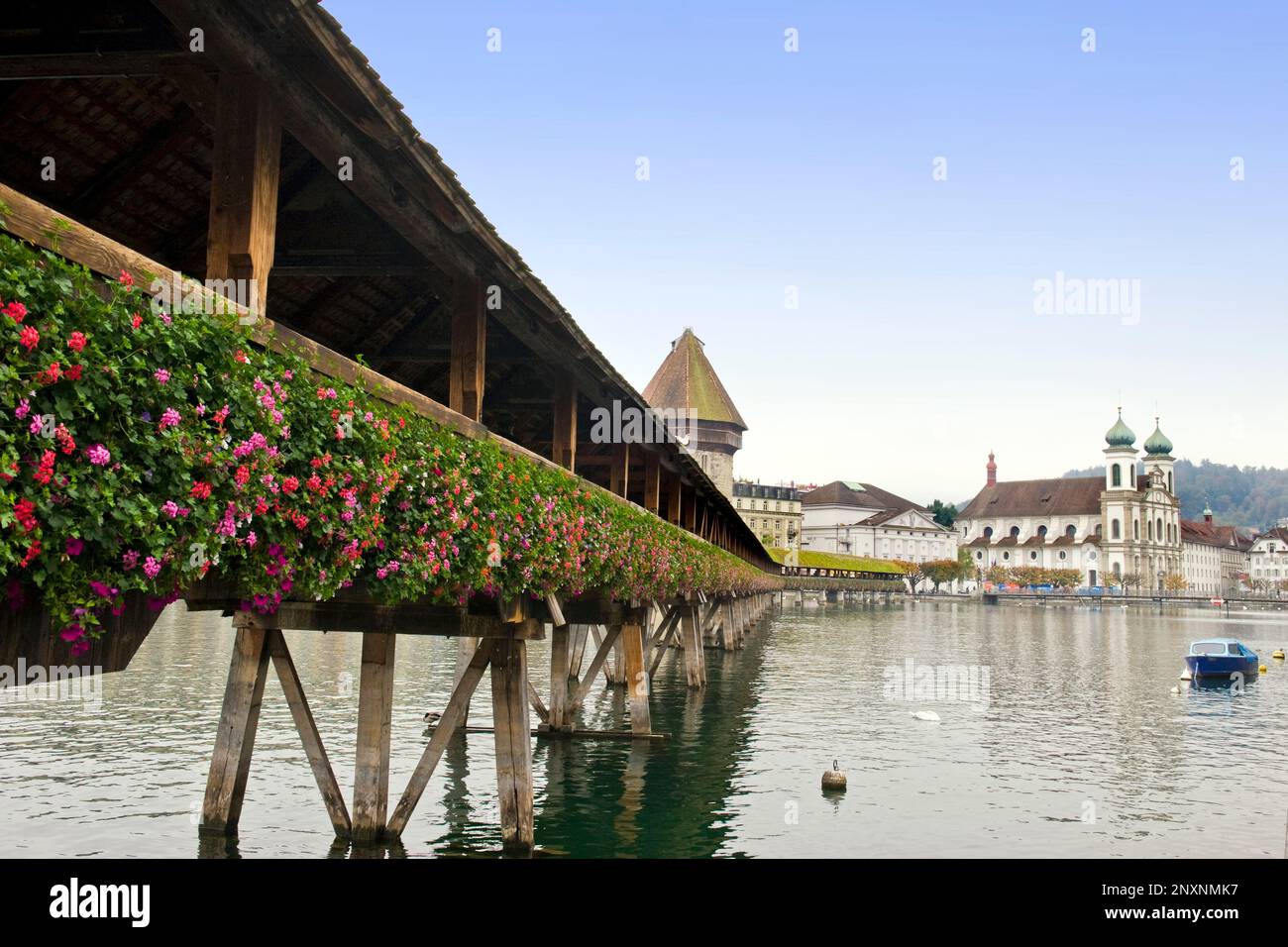 Chapel Bridge over the Reuss River, Lucerne, Switzerland Stock Photo ...