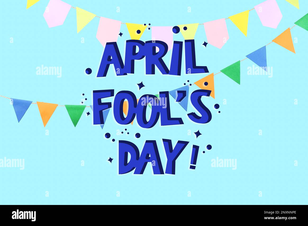 Banner for April Fool's Day on light blue background Stock Photo - Alamy