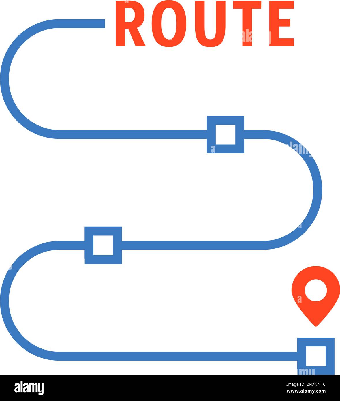 thin line route with waypoints Stock Vector Image & Art - Alamy
