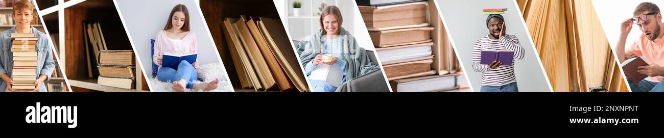Collection of young people and books Stock Photo - Alamy