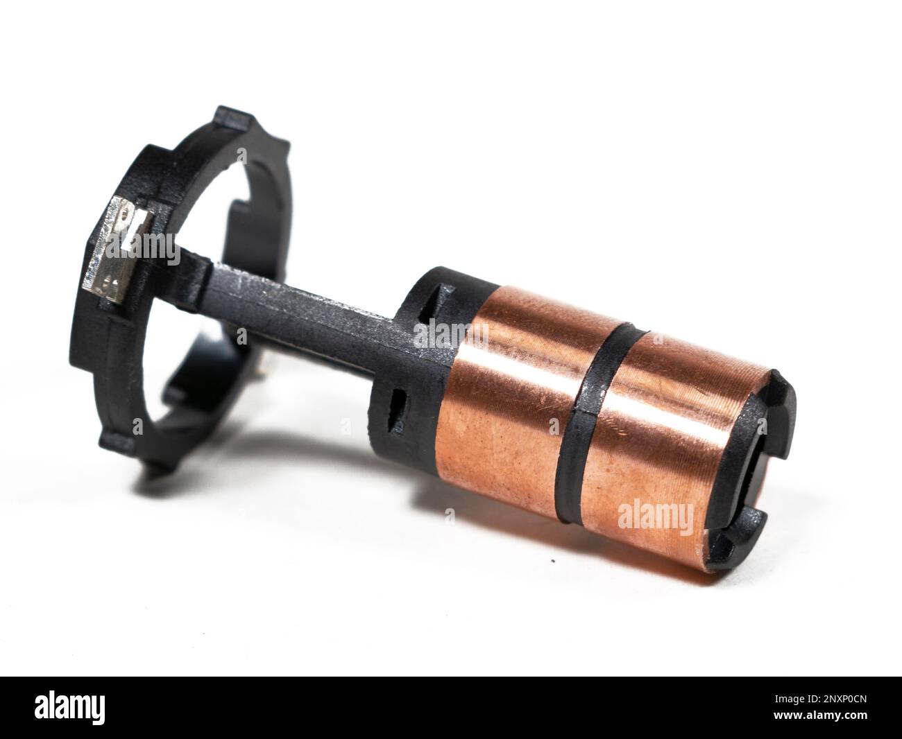 Car alternator slip rings isolated on white background, close-up Stock ...