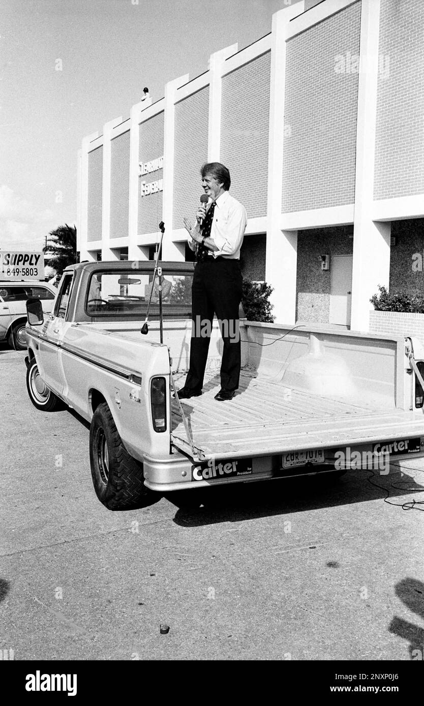 1976, Florida, USA: JIMMY CARTER campaigning from the bed of a pickup ...