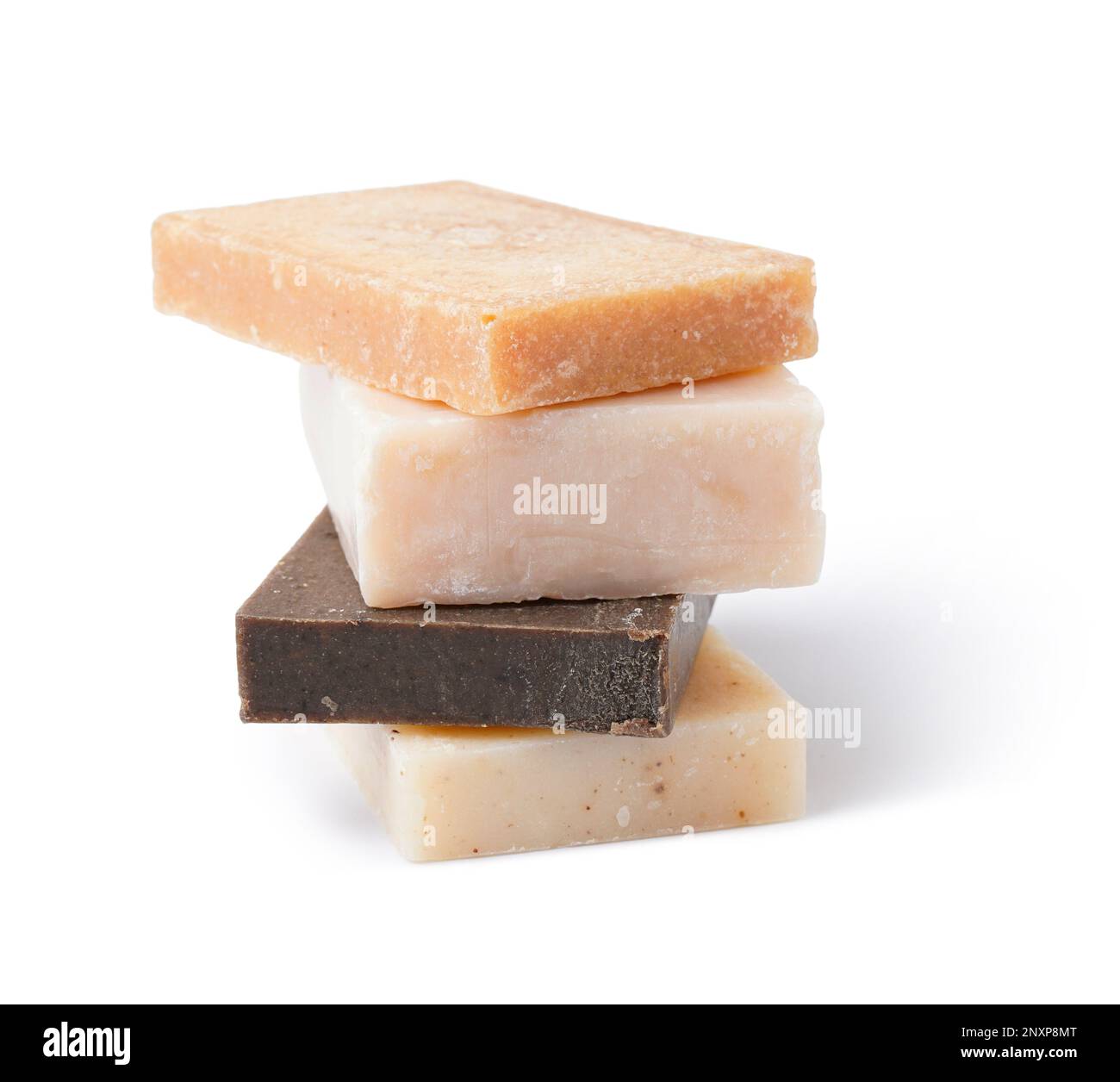 Stack of different soap bars isolated on white background Stock Photo ...
