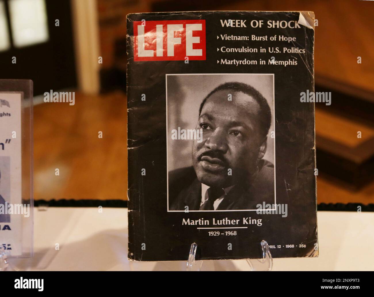 A copy of Life magazine featuring Martin Luther King Jr. is displayed ...