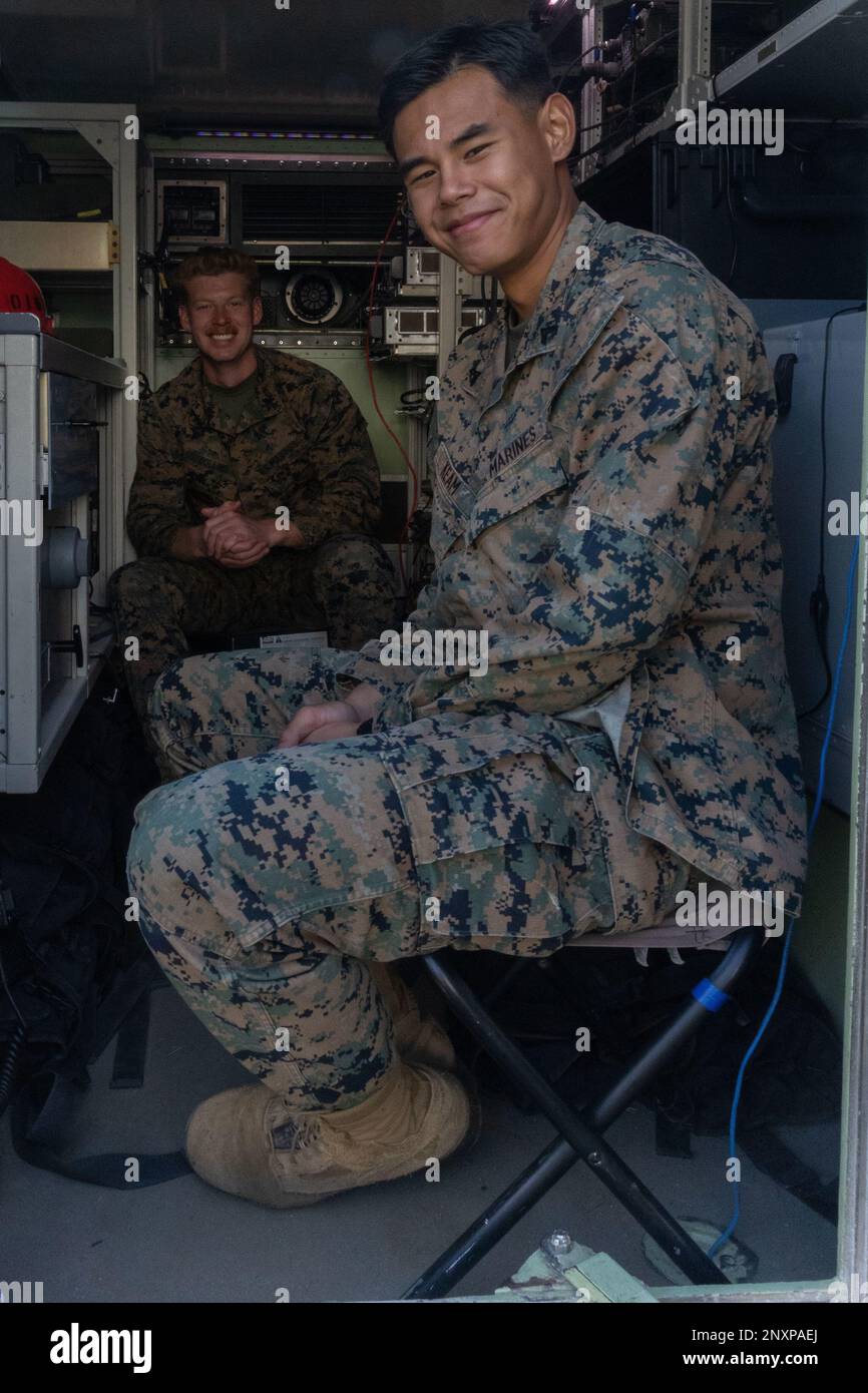 U.S. Marines Marine Air Control Group (MACG) 18 receive a class on ...