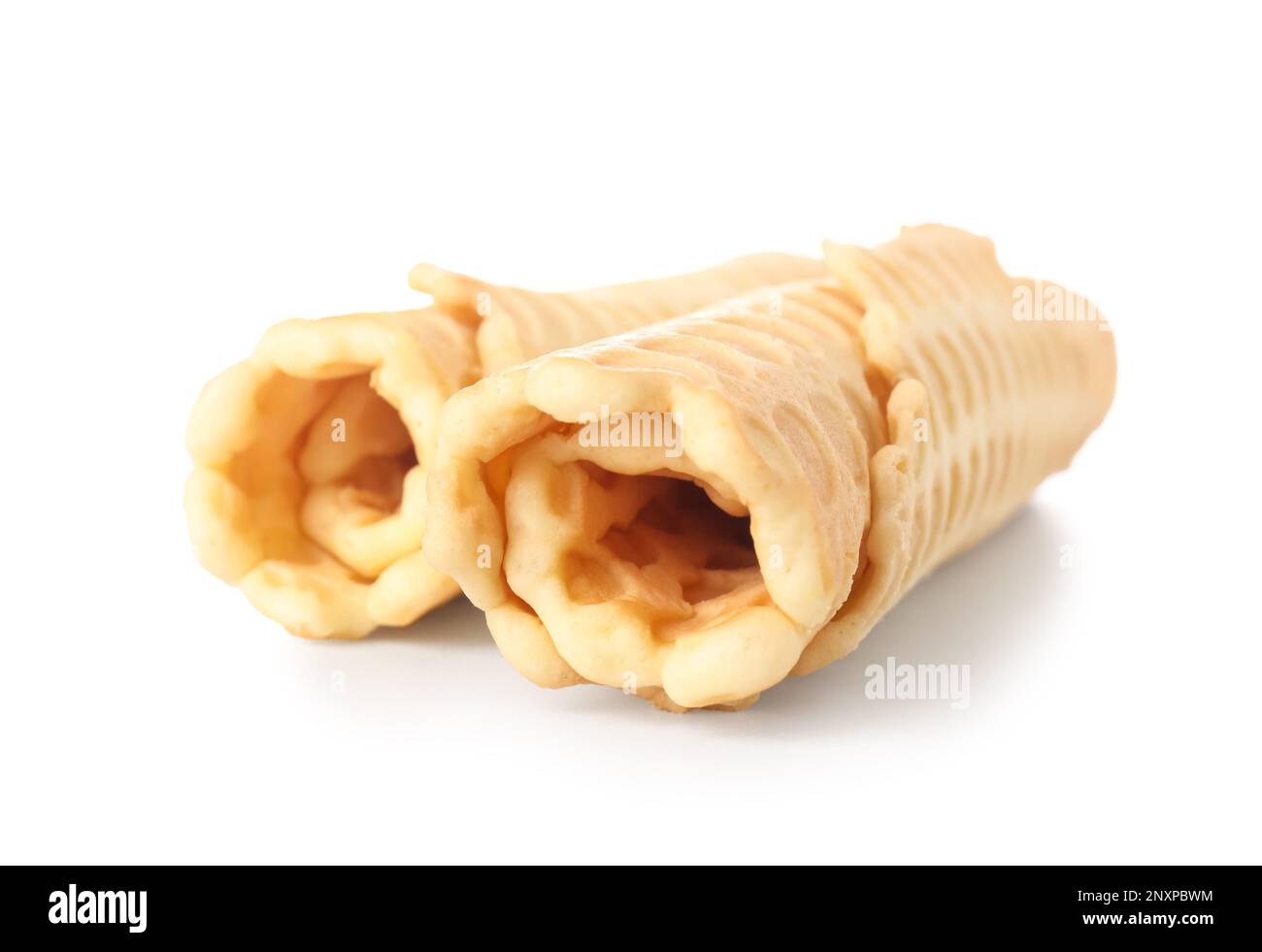Wafer rolls isolated on white background Stock Photo - Alamy