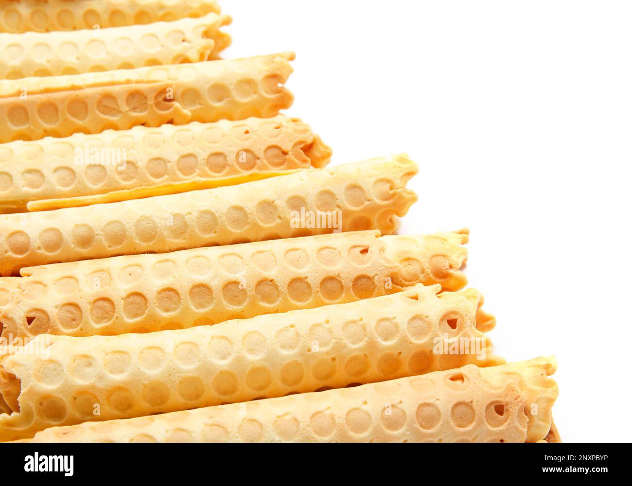 Wafer rolls isolated on white background Stock Photo - Alamy
