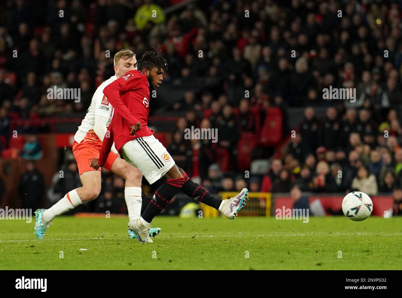 Manchester United's Fred scores their side's third goal of the game ...