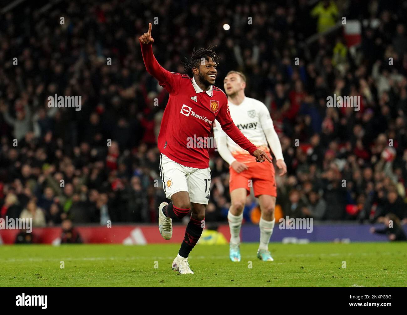 Manchester United's Fred celebrates scoring their side's third goal of ...
