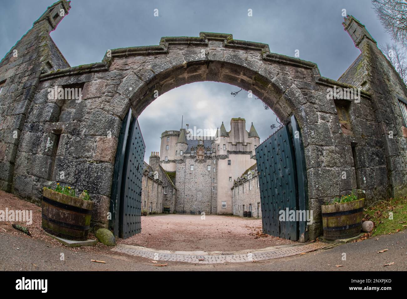 Castle Fraser through the courtyard gateway, Kemnay, Aberdeenshire ...