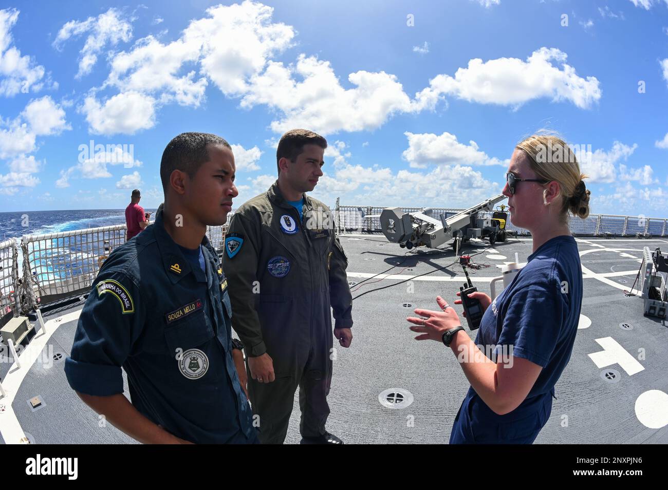 U.S. Coast Guard Lt. j.g. Mary Goins, assigned to USCGC Stone (WMSL 758 ...