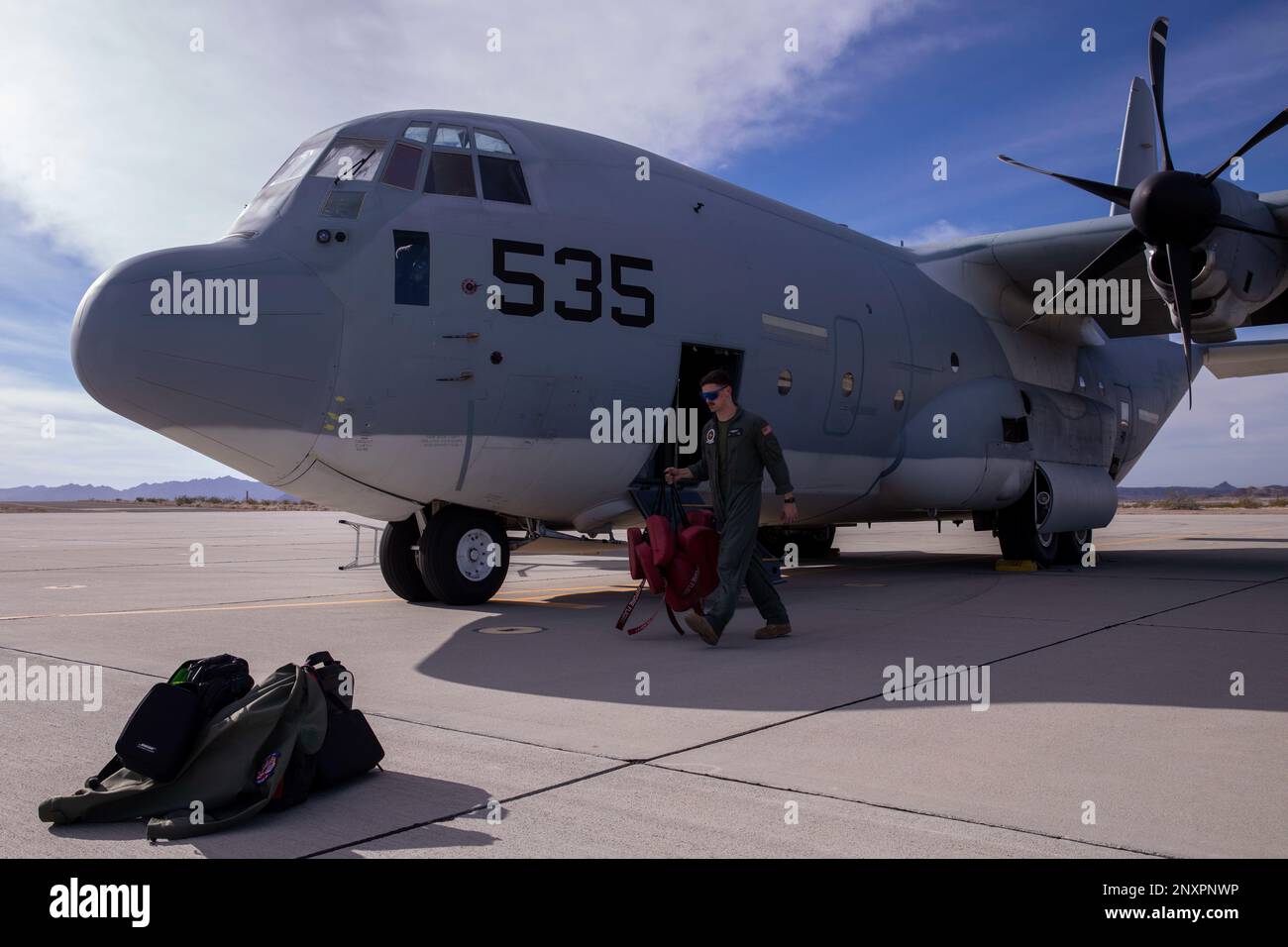 U.S. Marine Corps Cpl. Tyler Hatto, a loadmaster with Marine Aerial ...