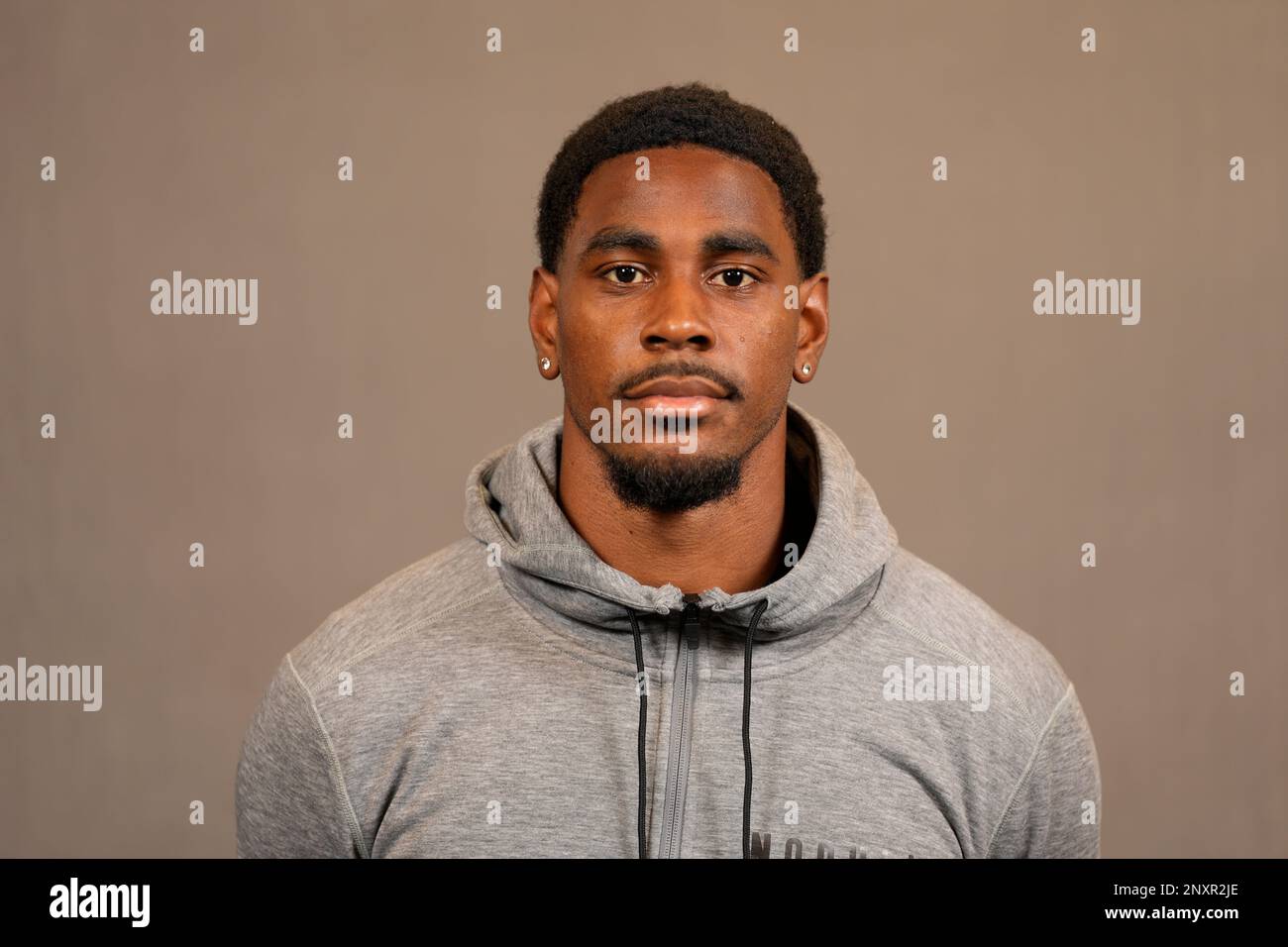 Arkansas wide receiver Matt Landers poses for a portrait at the NFL football Combine on ...