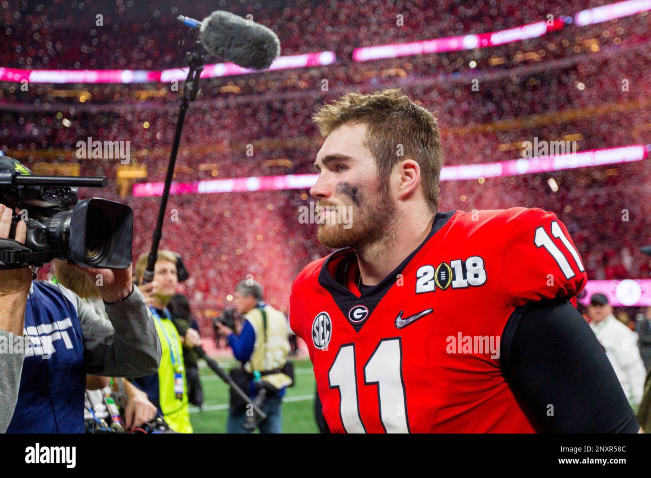 January 9, 2018: Georgia Bulldogs quarterback Jake Fromm (11) walks off ...