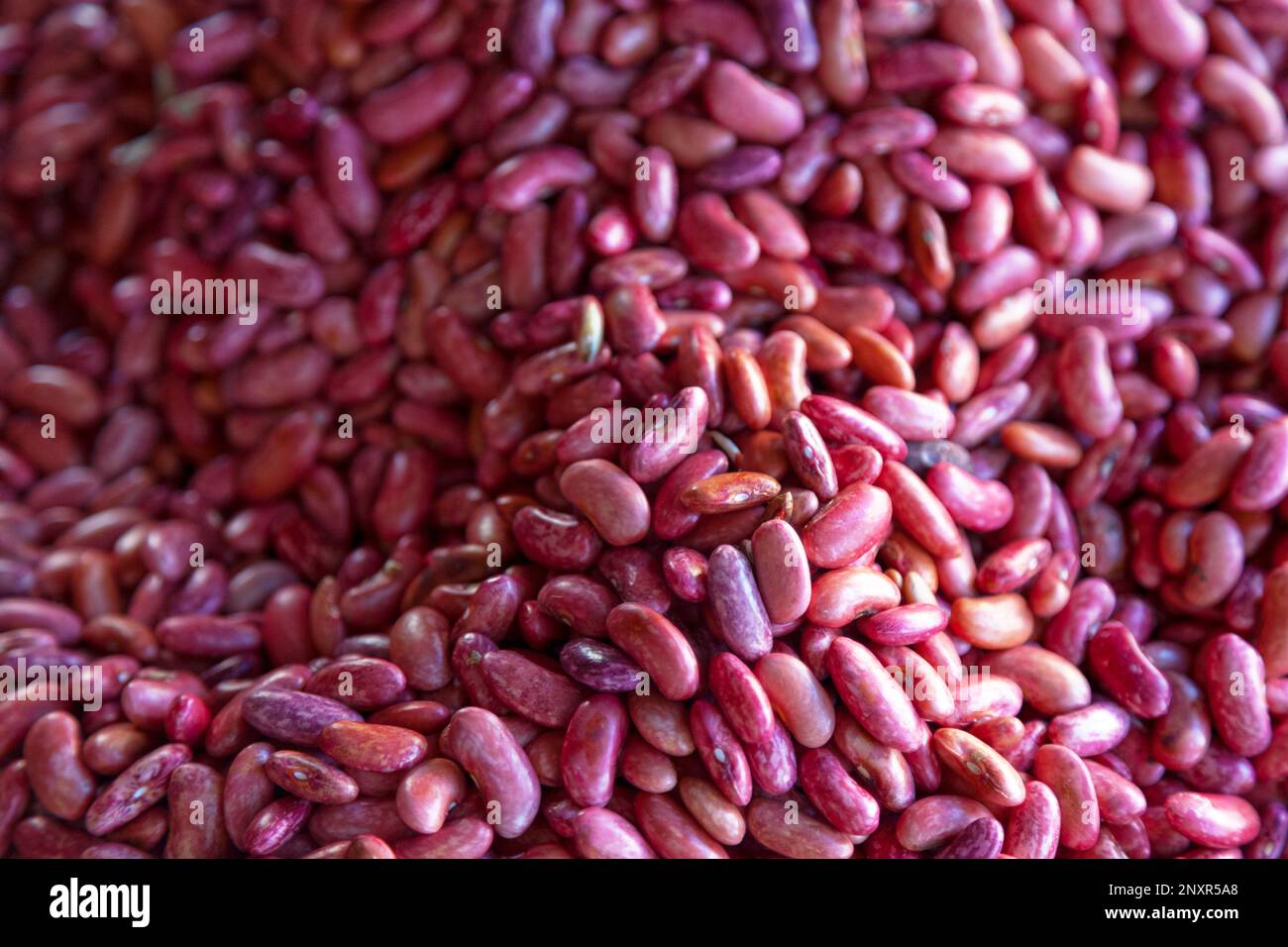 Full frame close-up on a stack of red beans on a market stall Stock ...