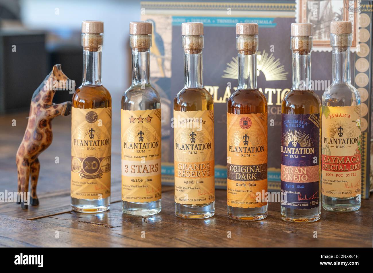 Sample bottles of Plantation Caribbean Rhum from Cognac Ferrand Stock ...