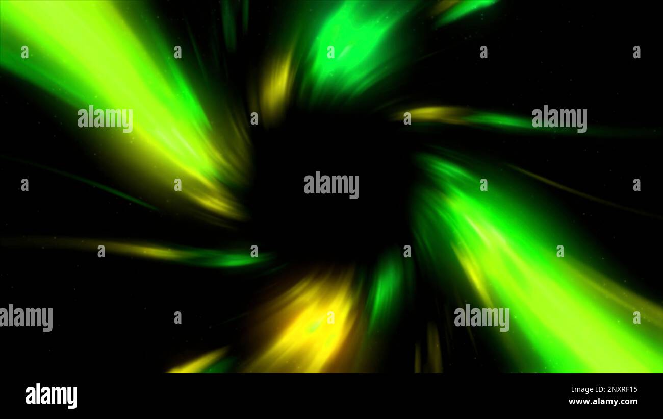 Black background. Motion.Light green and white illuminated stripes ...