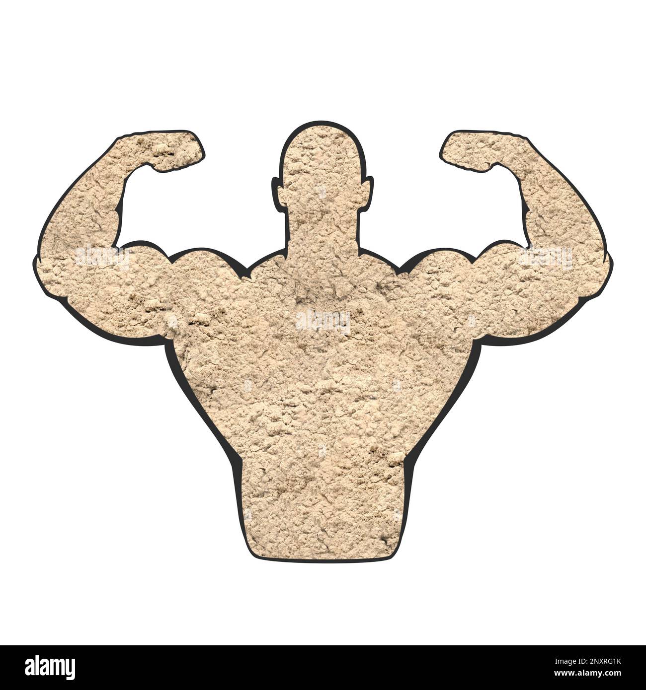 Muscular man showing biceps on white background. Silhouette of ...