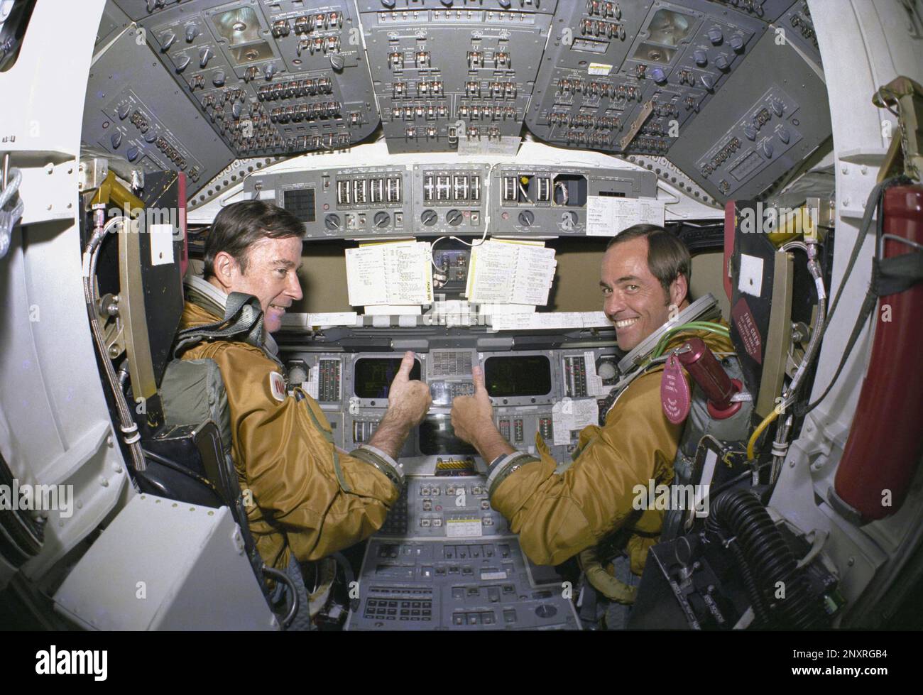 In this 1980 photo made available by NASA, astronauts for the first ...