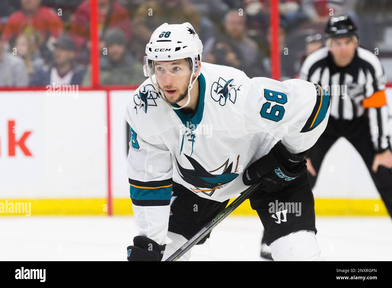 January 05, 2018: San Jose Sharks center Melker Karlsson (68) during ...