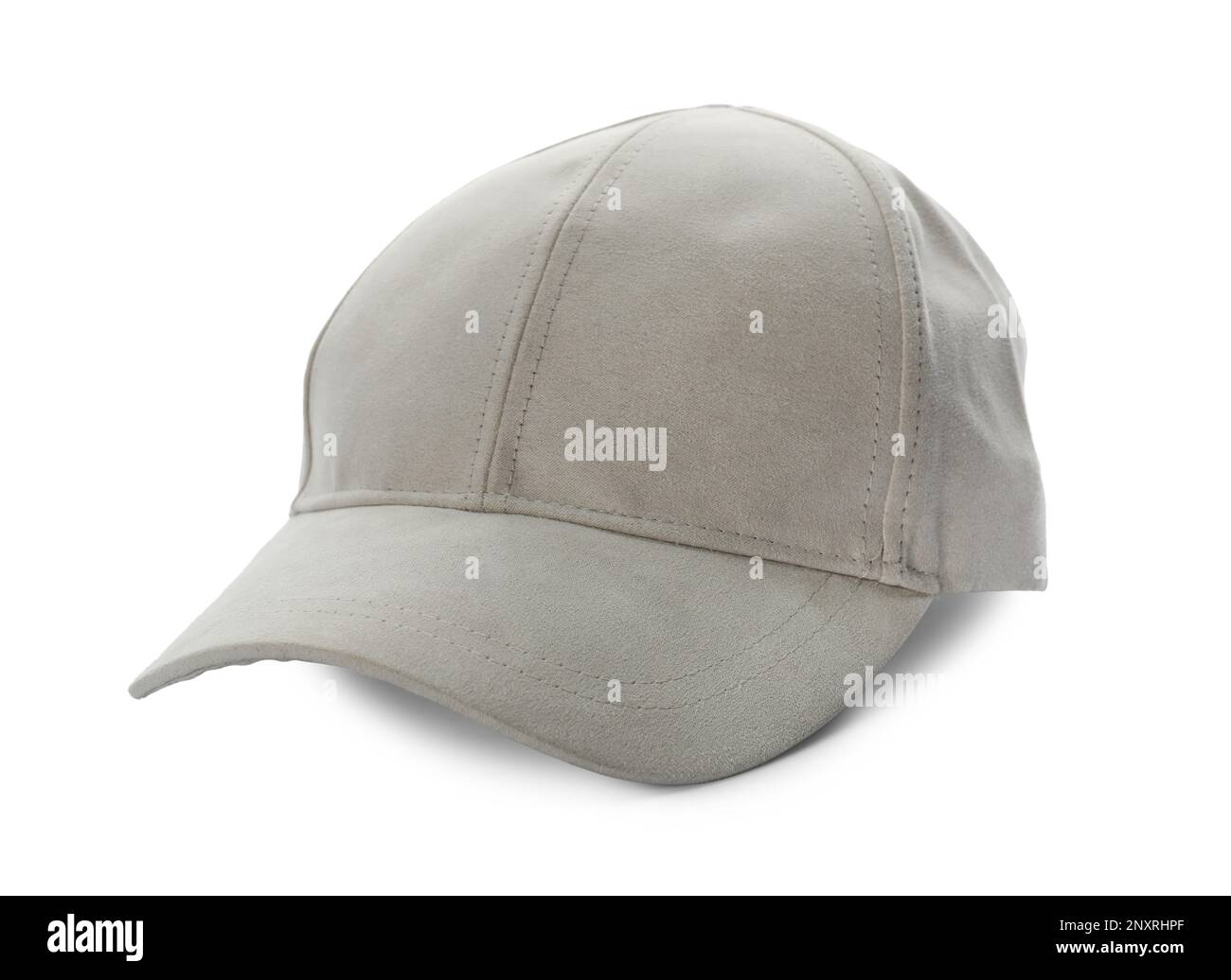 Stylish light grey baseball cap on white background Stock Photo - Alamy