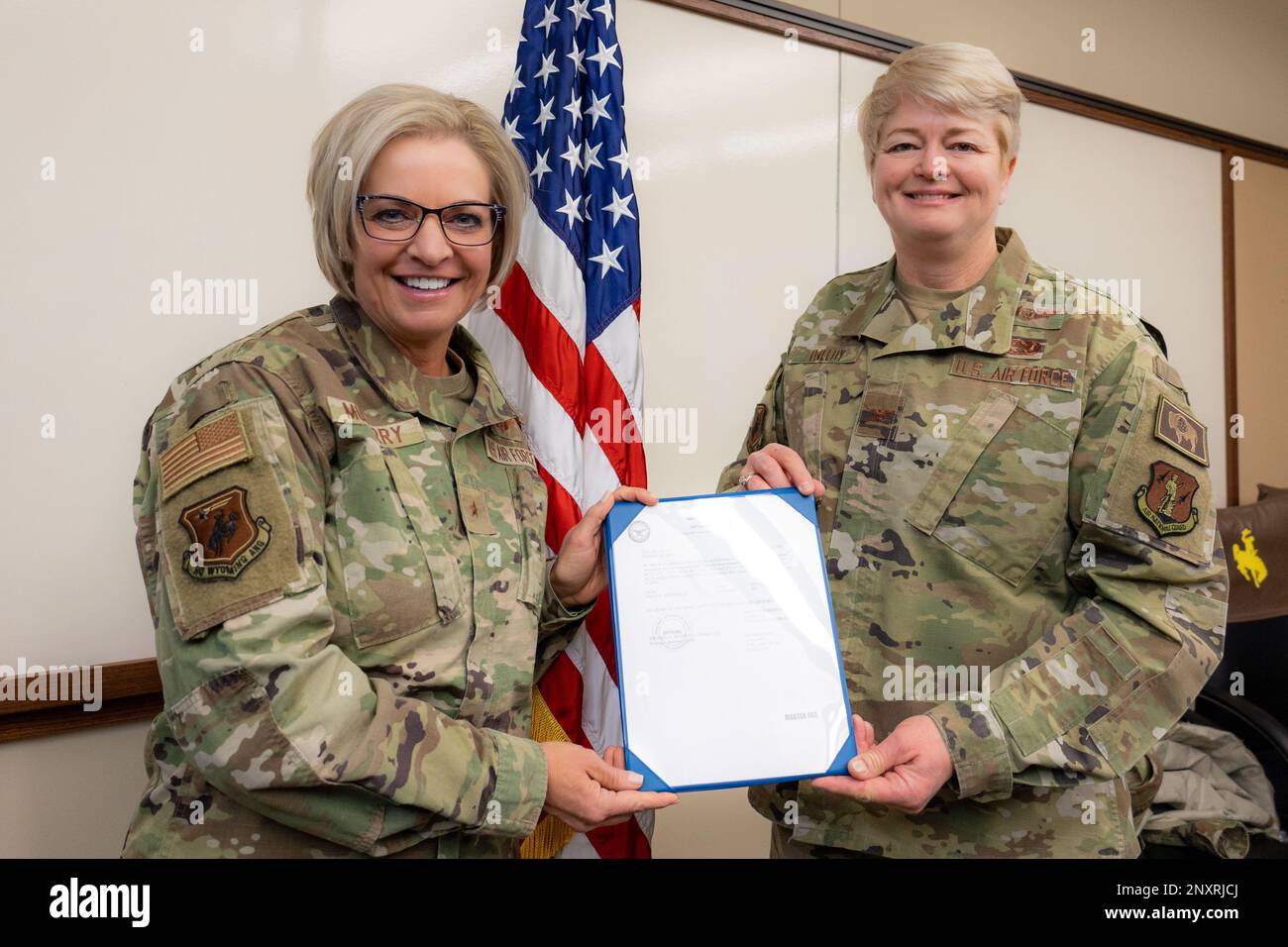 U.S. Air Force Lt. Col. Tina Tweedy is promoted to Colonel during an ...