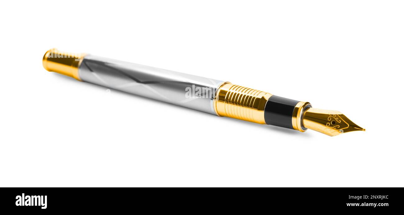 Beautiful fountain pen with ornate nib isolated on white Stock Photo ...