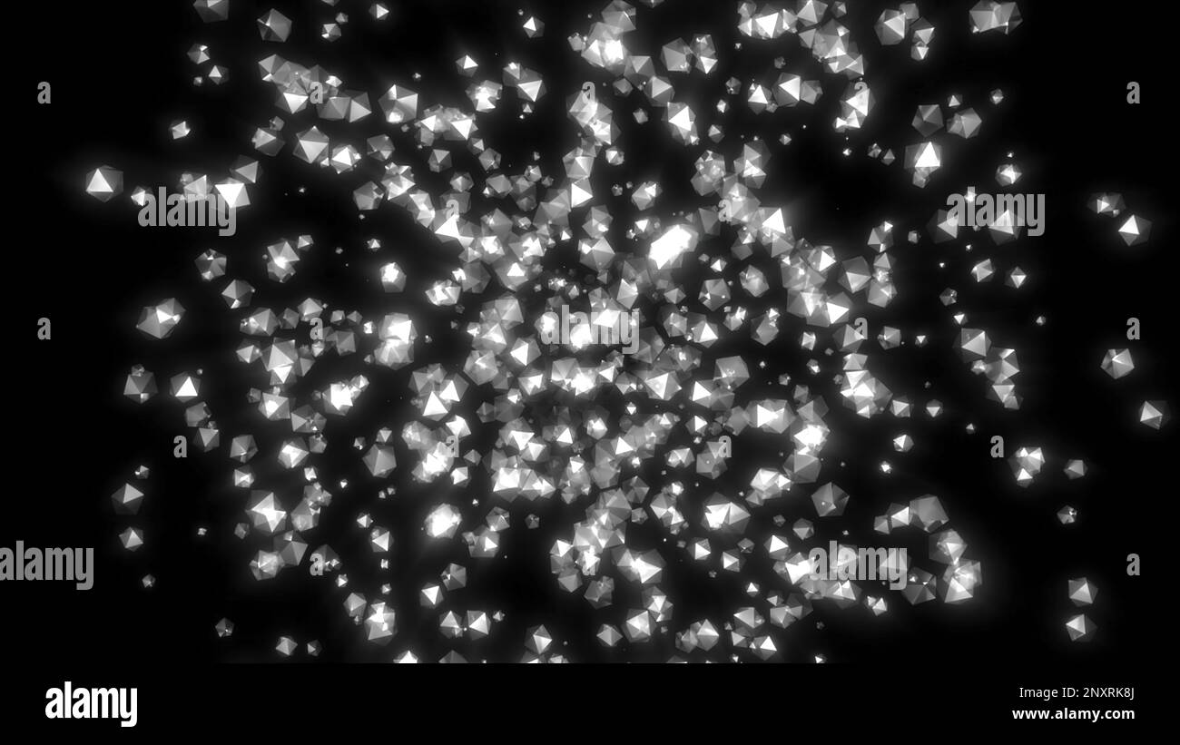 Stream of moving shimmering particles from point. Motion. Slow ...