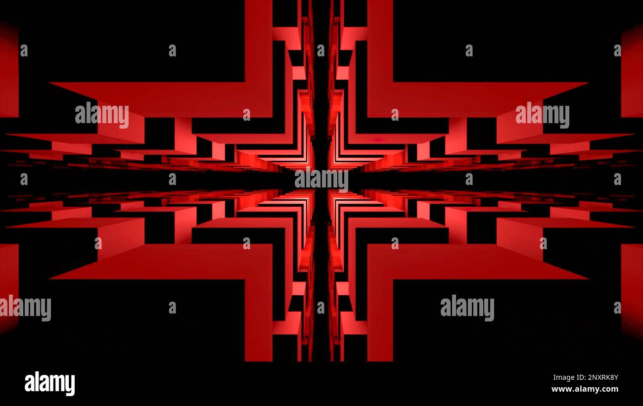 Gap in space of squares. Design. Sacral cleft in labyrinth. 3D space of ...