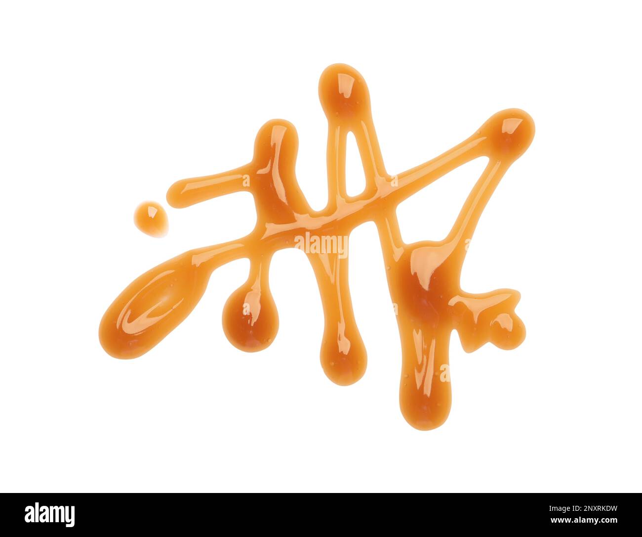 Stroke of sweet caramel sauce isolated on white, top view Stock Photo ...