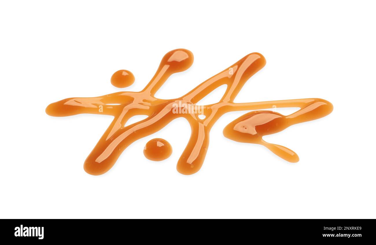 Stroke of sweet caramel sauce isolated on white Stock Photo - Alamy