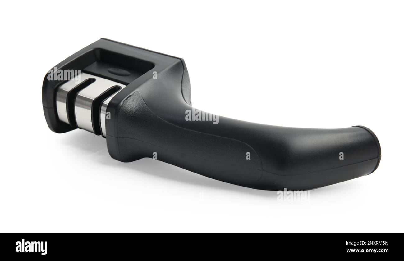 Modern black handheld sharpener isolated on white Stock Photo - Alamy