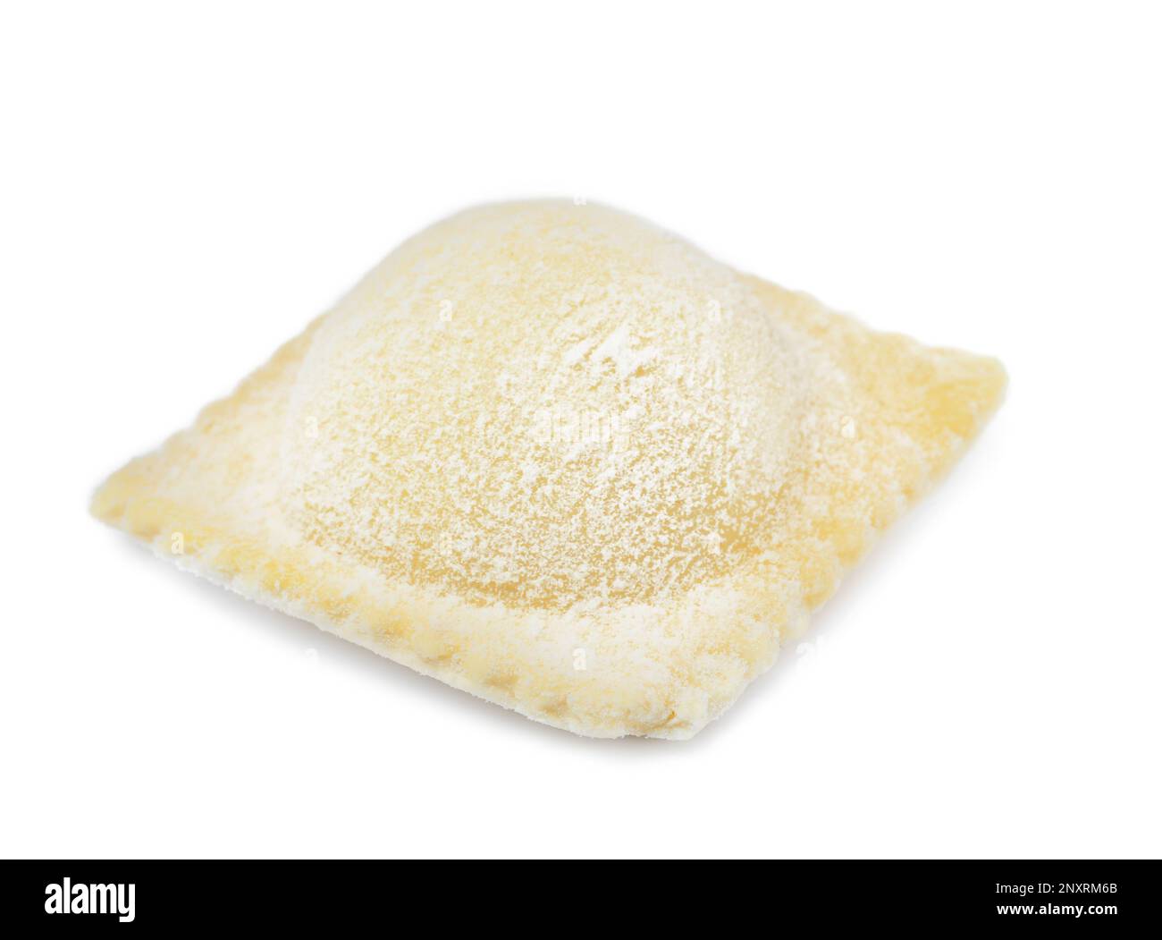Uncooked ravioli with filling on white background Stock Photo - Alamy
