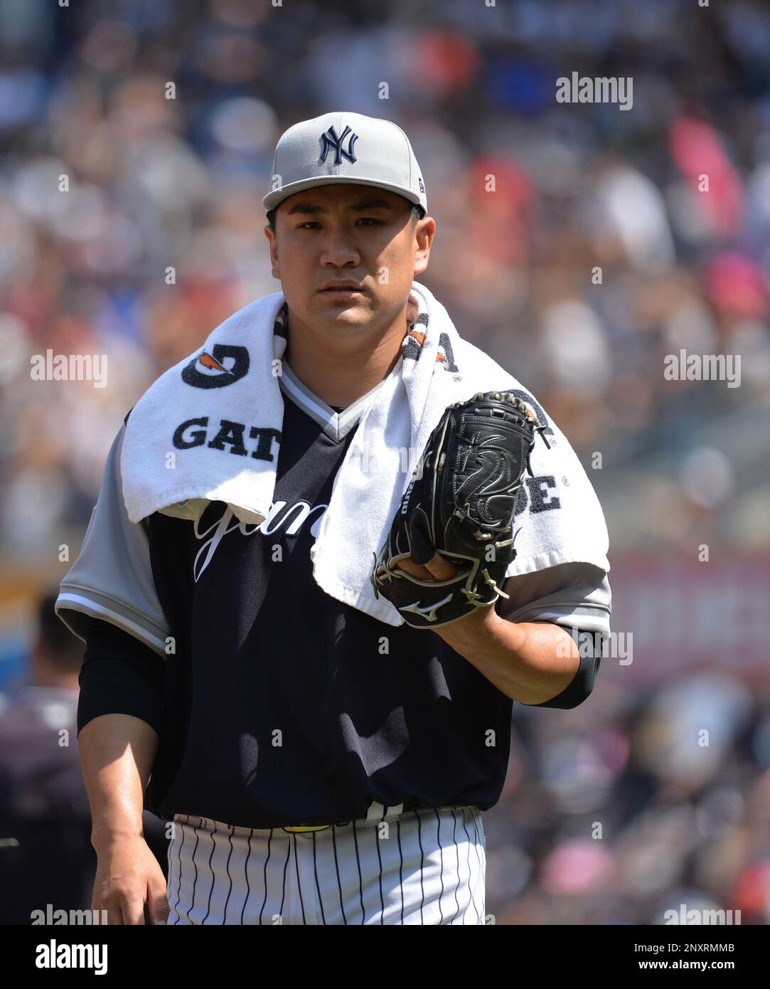 New York Yankees pitcher Masahiro Tanaka (19) during game against the Seattle Mariners at Yankee ...