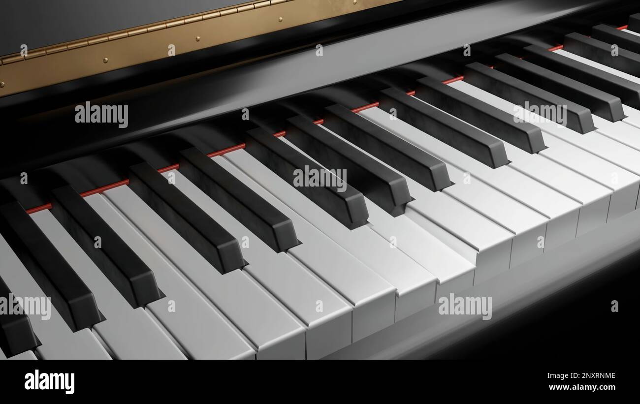 3D animation of piano playing. Design. Piano keys play themselves ...