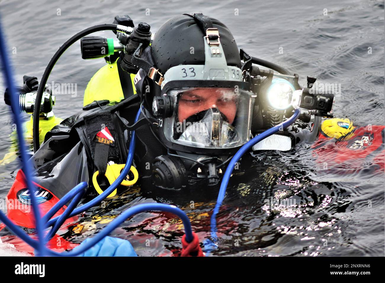A firefighter with the Directorate of Emergency Services Fire ...