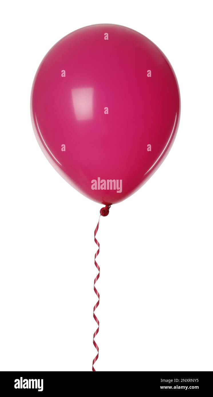 Pink balloon with ribbon isolated on white Stock Photo - Alamy