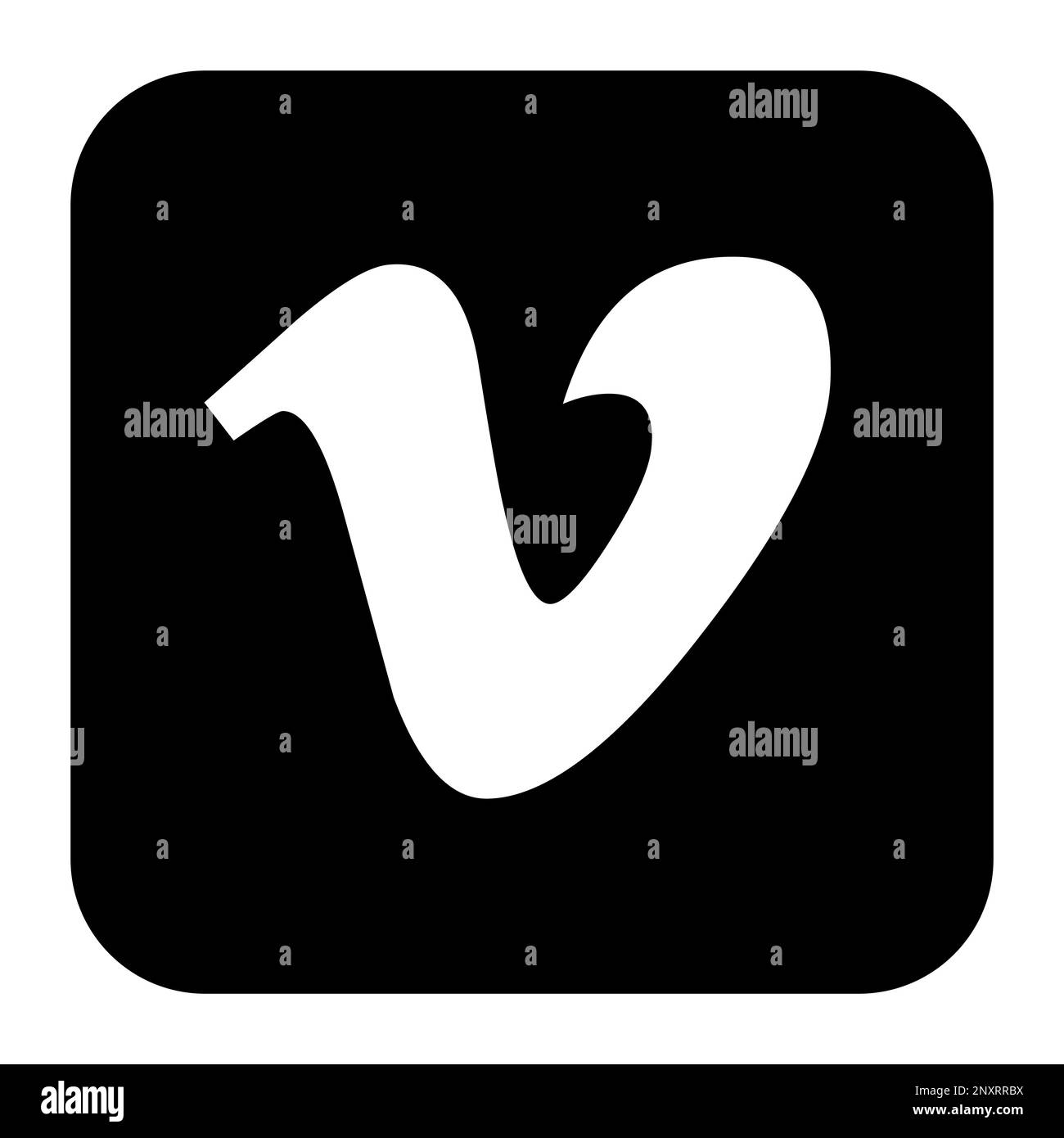 Vimeo social media app icon. Black silhouete square with rounded ...