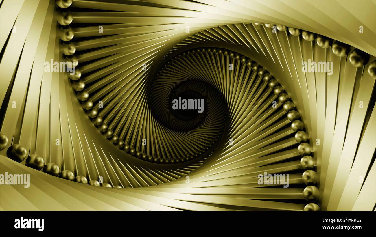Moving 3d spiral tunnel with lines and balls. Design. Twisted spiral ...