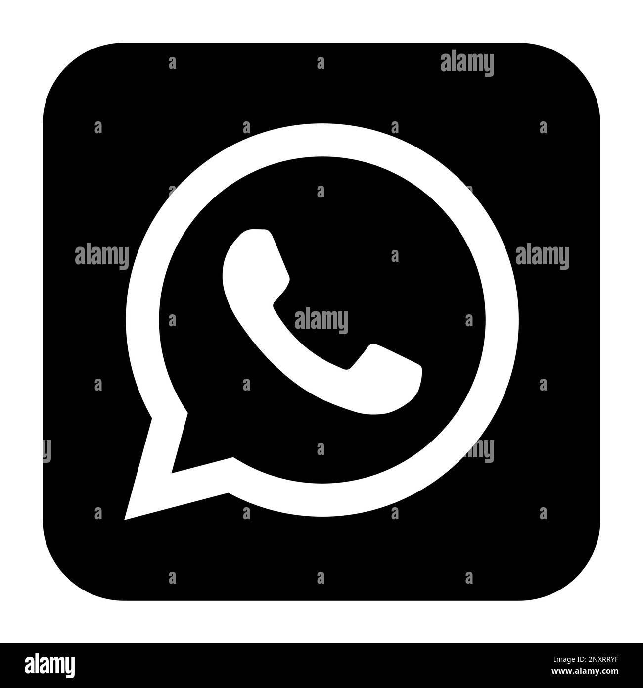 WattsApp instant messaging app icon. Black silhouete square with ...