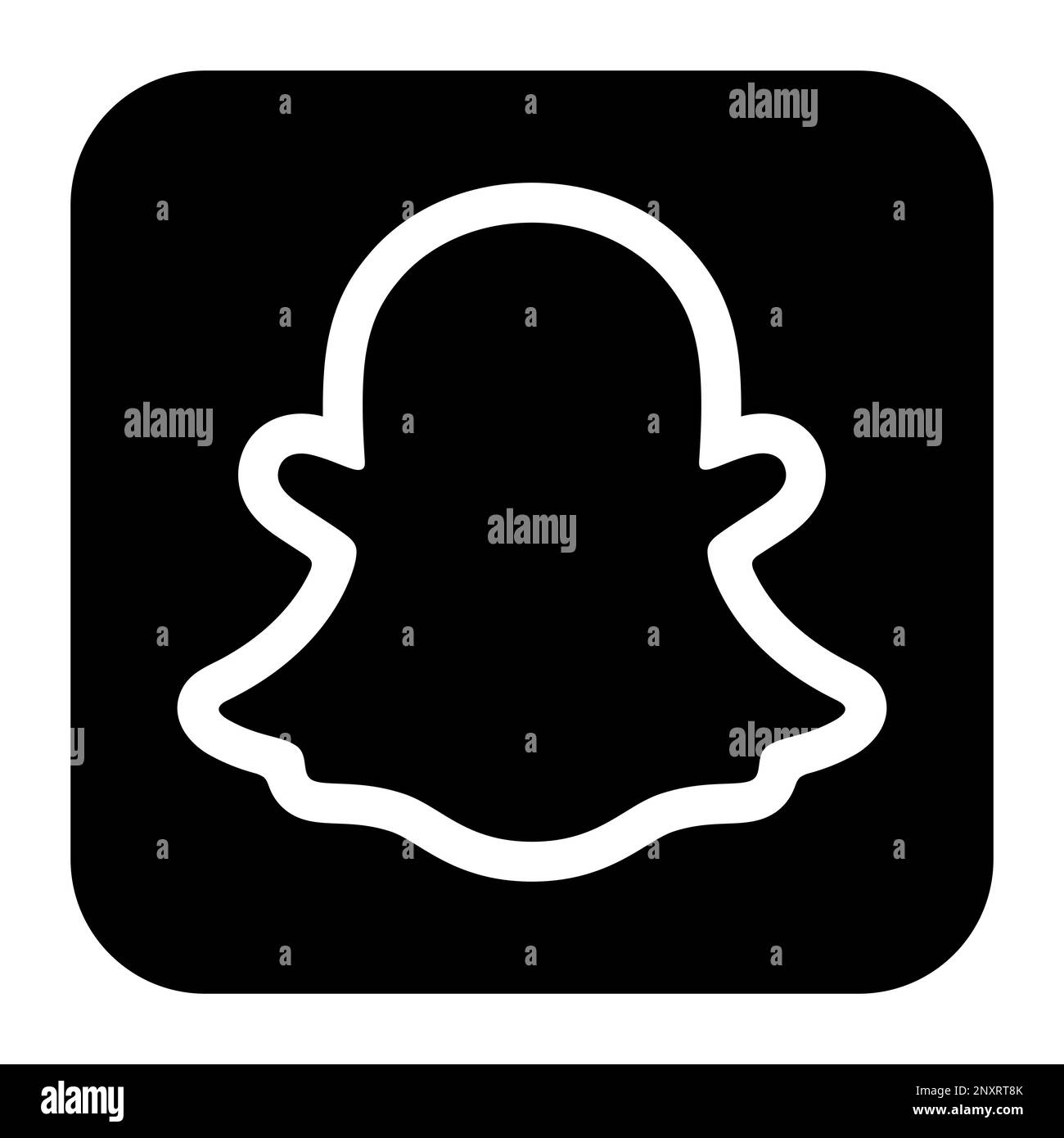 Snapchat instant messaging app icon. Black silhouete square with rounded corners vector ...