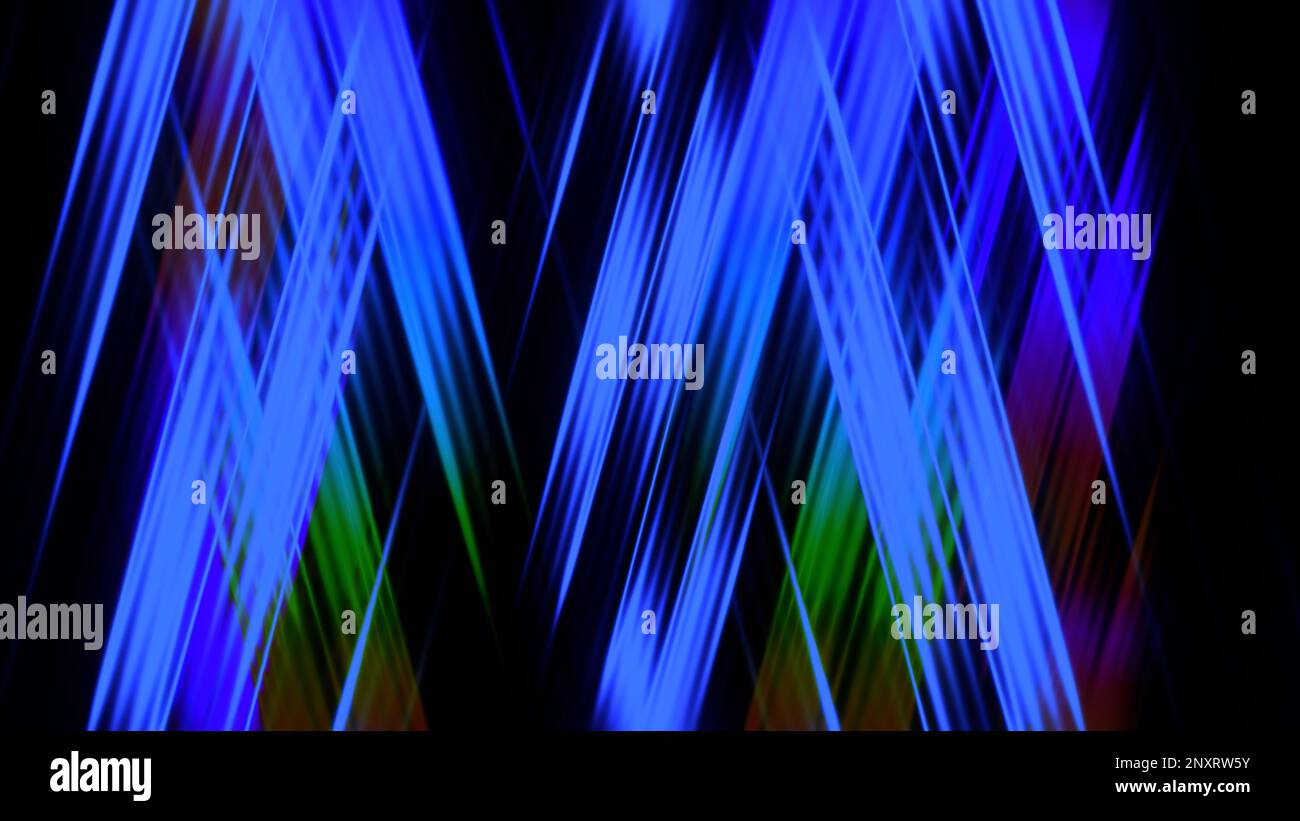 Black background. Motion.Bright lines of different colors move apart ...
