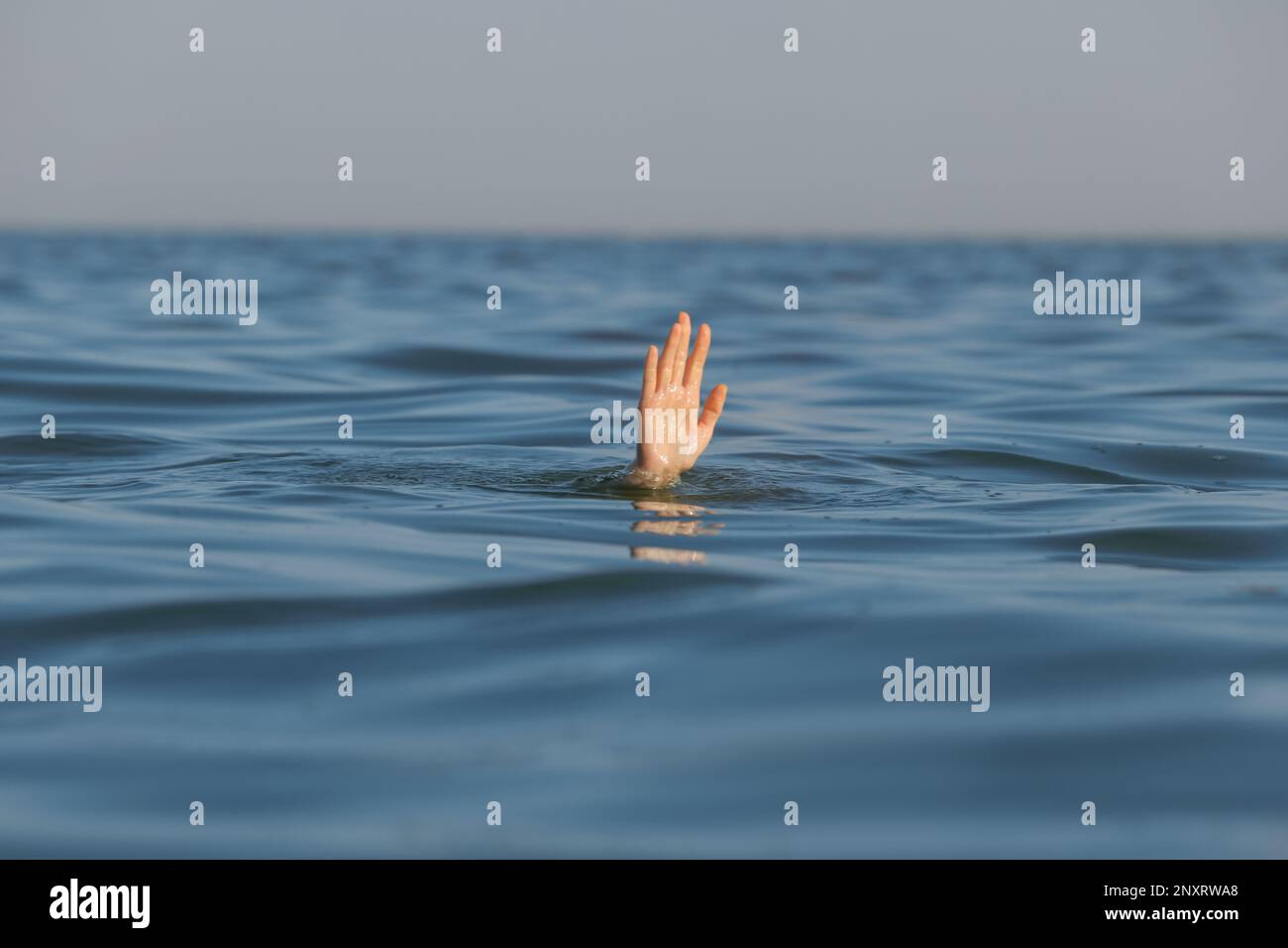 Drowning woman reaching for help in sea Stock Photo - Alamy