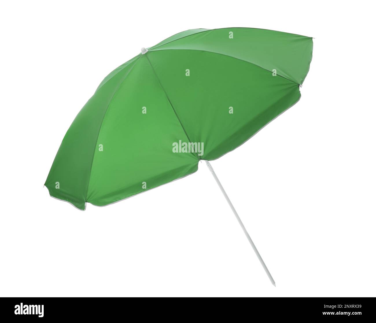 Open green beach umbrella isolated on white Stock Photo - Alamy
