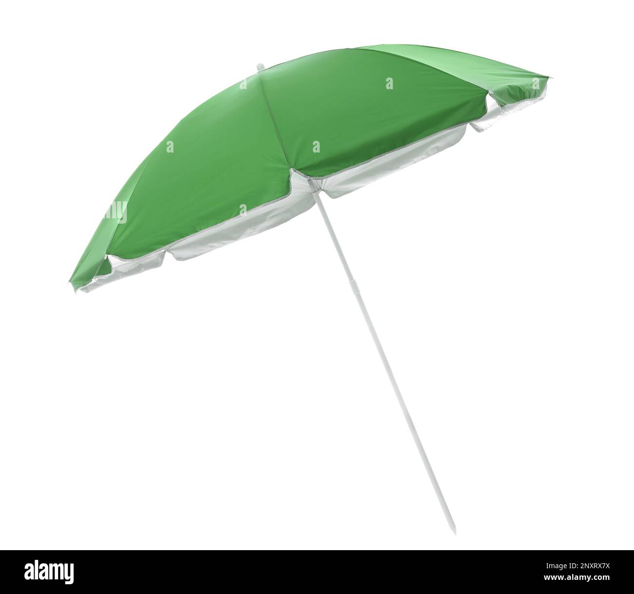 Open green beach umbrella isolated on white Stock Photo - Alamy