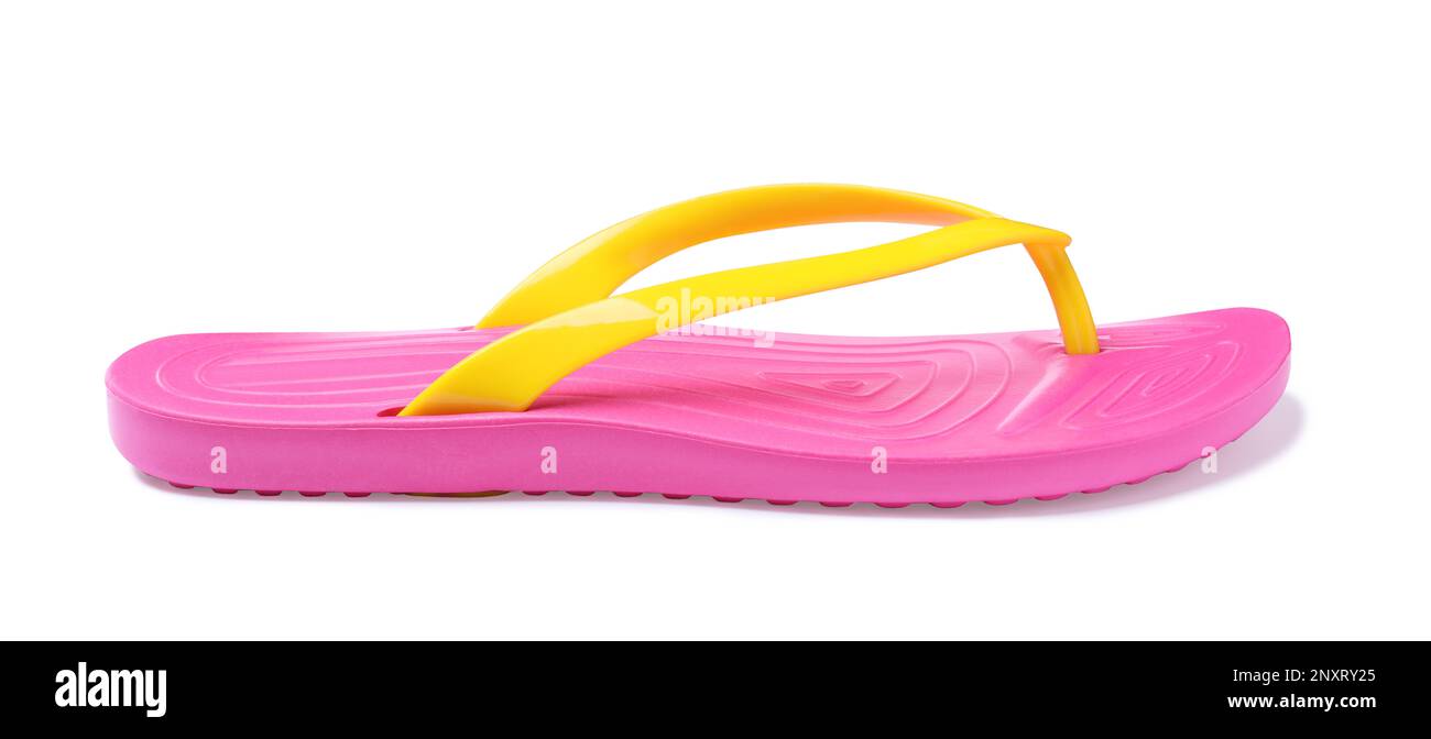 Single pink flip flop isolated on white. Beach object Stock Photo - Alamy