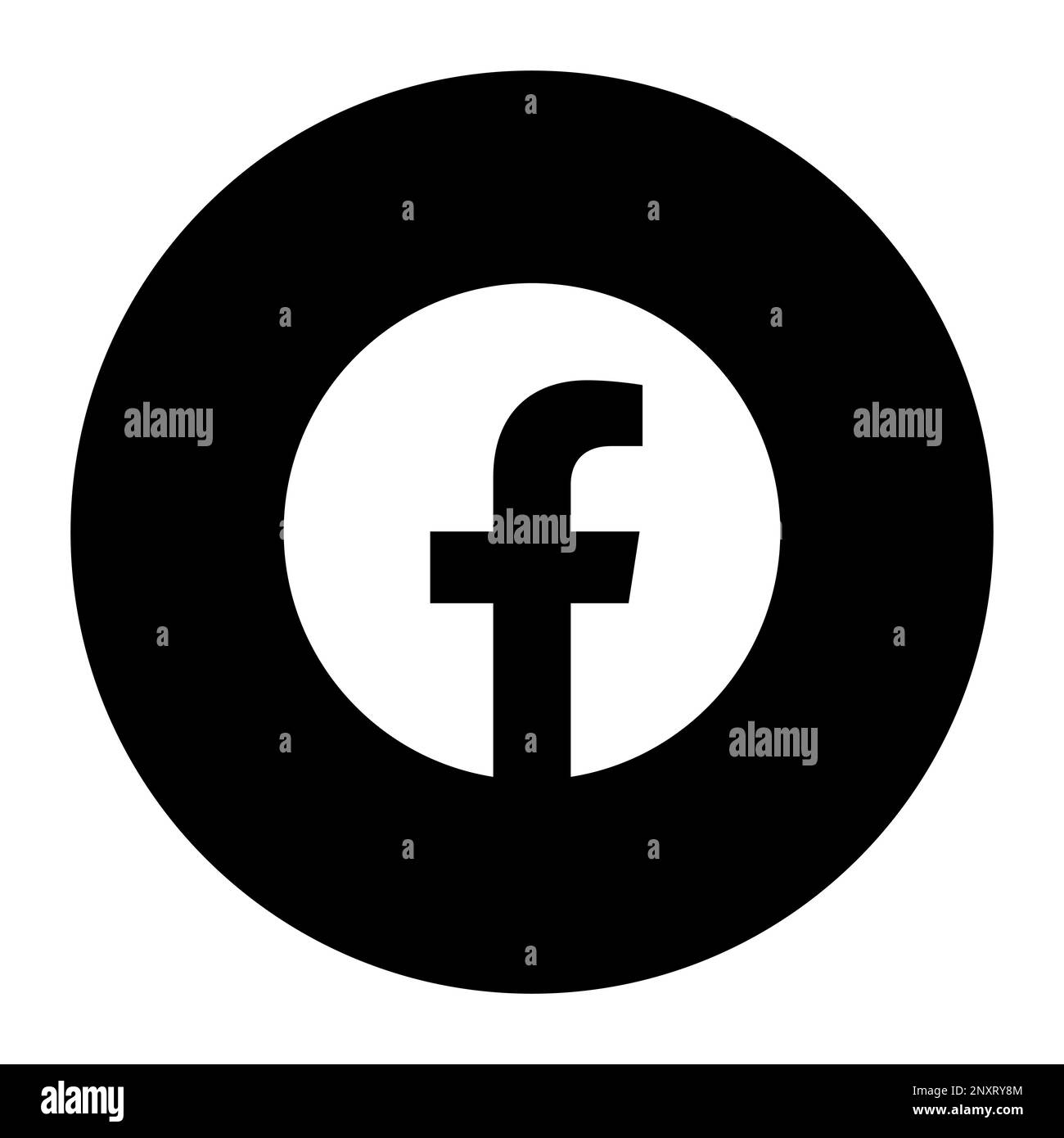Facebook social media app icon. Black silhouete circle shape vector ...