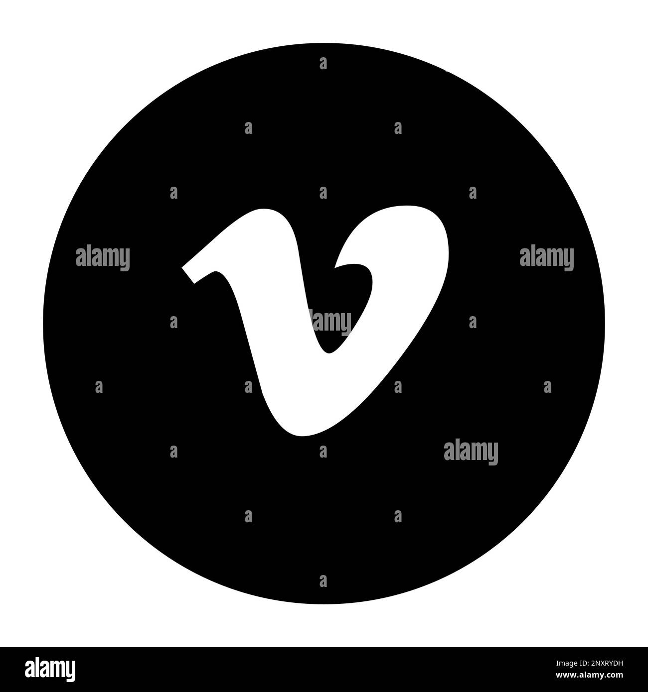 Vimeo social media app icon. Black silhouete circle shape vector ...